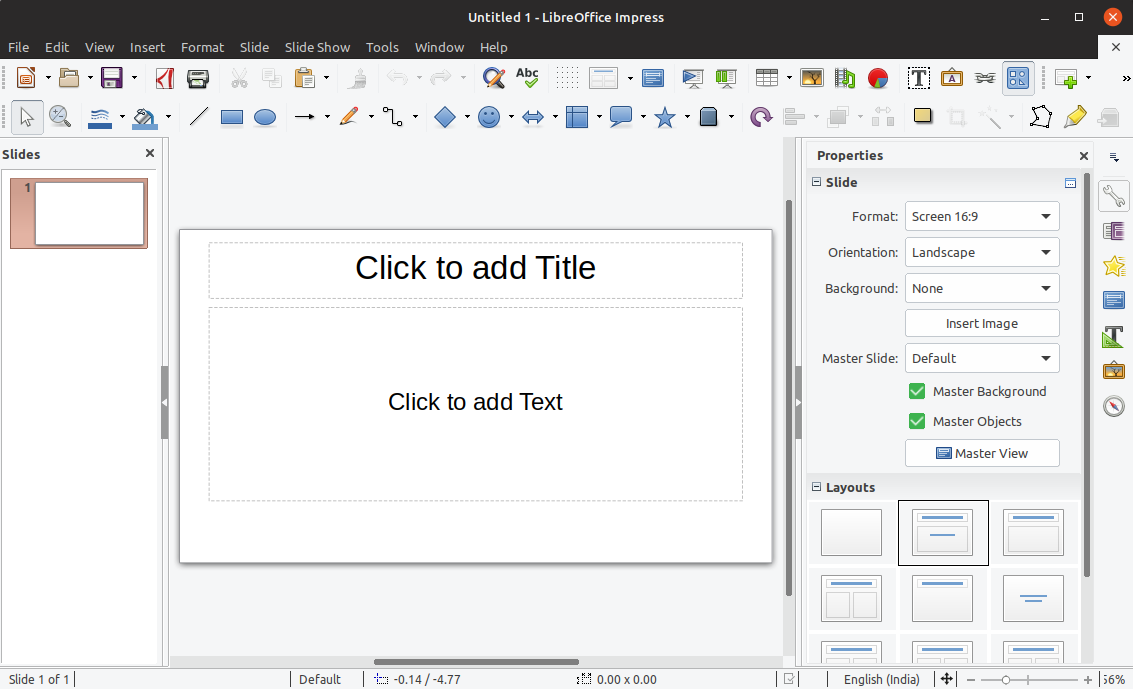 LibreOffice Impress Startup Stash